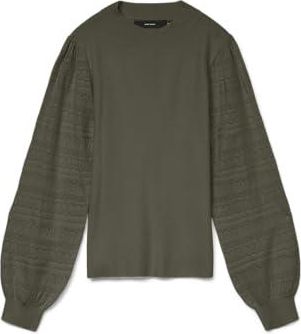 Vero Moda Vmnewlimone Ls Highneck Pullover Boo Pull &agrave; col Haut, Grape Leaf, S Femme