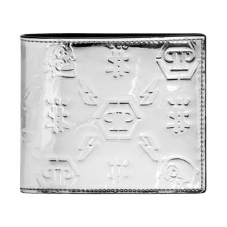 Philipp Plein Homme, Accessoires, Gris, Taille: ONE Size Mirror Leather French Wallet Monogram