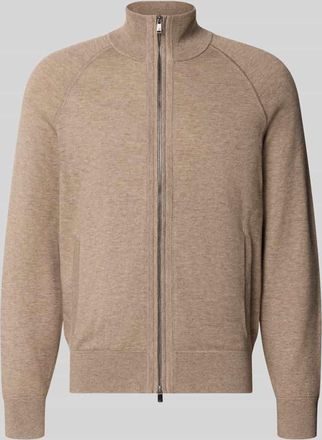 HUGO BOSS Regular Fit Strickjacke aus Baumwoll-Schurwoll-Mix Modell Fabiano
