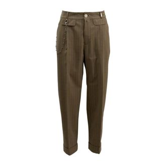High Straight Hosen - - Trousers - Damen - Braun - XL