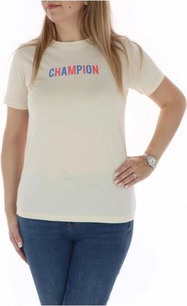 Champion Femme, Tops, Beige, Taille: 42 FR T-shirt Beige Imprim&eacute; Col Rond