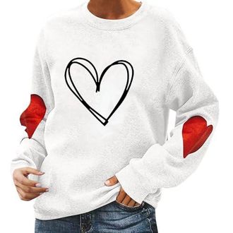 Generic Sweat &agrave; capuche &agrave; manches longues et col rond imprim&eacute; pour femmes 2026, blanc, XXL