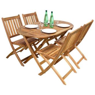 C&eacute;monjardin C&eacute;monjardin - Salon de jardin ovale en acacia - 4 chaises - Dimensions table 130x80cm - R&eacute;sistant &agrave; lhumidit&eacute; et intemp&eacute;ries - Quincaillerie en