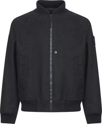 Stone Island Homme, Vestes, Bleu, Taille: M Bomber Bleu en Toile de Coton Coupe-Vent