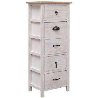 vidaXL Vidaxl - Armoire lat&eacute;rale 35x25x87 cm en bois de paulownia - 5 tiroirs - Capacit&eacute; de charge 50 kg - Fixation murale incluse