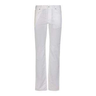 Brioni Homme, Pantalons, Blanc, Taille: W35 Pantalon blanc en lin et coton jambe droite