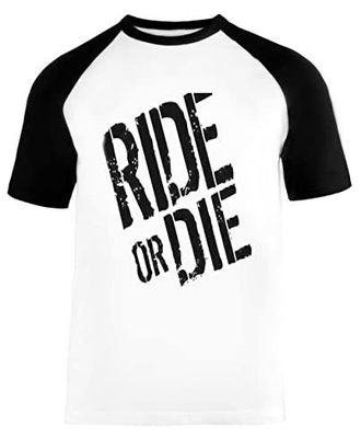 Vendax Ride Or Die Unisex Baseball T-Shirt Manches Courtes Homme Femme Blanc Noir