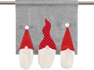 Delindo Lifestyle Scheibengardine Bistrogardine WICHTEL mit aufgestickten Applikationen, 35x40 cm, Moderne Gardine zu Weihnachten