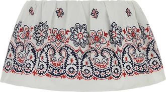 Miu Miu Womens Printed Cotton Blend Mini Skirt Biancoblu Gonne