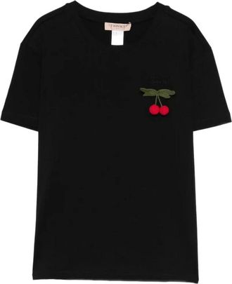 Twinset Femme, Tops, Noir, Taille: 36 FR T-Shirt en coton &agrave; col rond