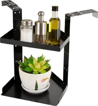 Generico Wandregal f&uuml;r Wandschrank, 2-lagig, Organizer, mit Haken und verstellbarer H&ouml;he, f&uuml;r Badezimmer, Ecke, B&uuml;ro, K&uuml;che, Wand, Schlafzimmer, Wohnzimmer