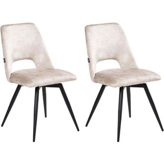 Beliani Esszimmerstuhl 2er Set drehbar HALLETT Samtstoff Hellbeige