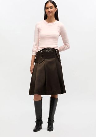 Ganni Duchesse Faltenrock aus Nylon - Gr&ouml;&szlig;e 34 braun