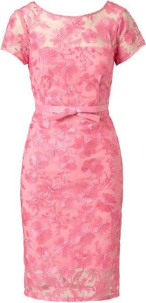 Adrianna Papell Midikleid Illusion Embroidered Midi Dress Aufwendig besticktes Etuikleid mit Blumenmuster