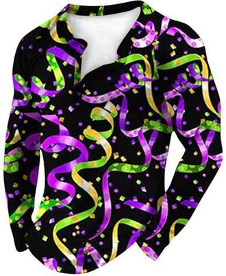 Generic Costume de carnaval pour homme - Sweat-shirt sans capuche avec col 1/4 - T-shirt &agrave; manches longues confortable et doux - Haut imprim&eacute; tendance - Col r