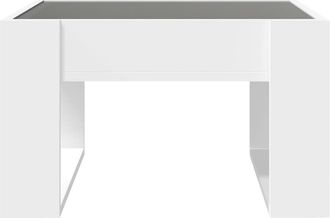 Generic Moderner Couchtisch mit LED-Licht, Glasplatte und MDF-Rahmen, Zeitgen&ouml;ssischer Wohnzimmer-Mitteltisch mit Stilvollen Beleuchteten Akzentm&ouml;beln (Wei&szlig; 0