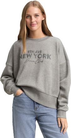 Tom Tailor Damen 1049051 Sweatshirt mit Glitzer-Effekt, 39298-Grey Melange with Glitter, XL