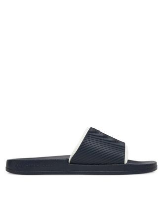 Calvin Klein Jeans Pantoletten Slide Rubber Neoprene Text YM0YM01234 Dunkelblau