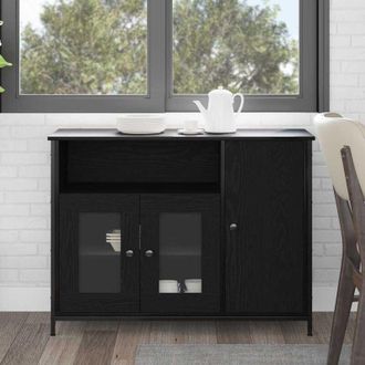 vidaXL Buffet Ch&ecirc;ne noir 100 x 35 x 75 cm Bois ding&eacute;nierie Vidaxl
