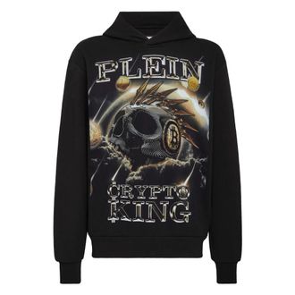 Philipp Plein Homme, Sweatshirts et sweats &agrave; capuche, Noir, Taille: 3XL SweaT-shirt &agrave; capuche Crypto King