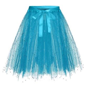 Generic Jupes tutu pour fille - Jupe &agrave; bulles multicouche - Courte - &Eacute;lastique - Rockabilly - Pour filles - Style r&eacute;tro - Costume de ballet, bleu, taille uniq