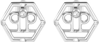 Philipp Plein Ohrringe - Ohrringe Hexagon - Gr. unisize - in Silber - f&uuml;r Damen