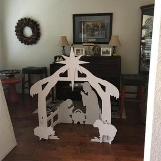 Brrnoo Weihnachtskrippe, Heilige Familie, Au&szlig;enhofdekoration, Elegant, Langlebig, Stabil, Einfach zu Montieren, Wei&szlig;es PP, 44 X 27 X 50 cm, 4 Mm, 1700 Mm