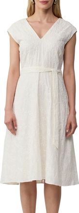 s.Oliver Baumwollkleid mit Stickereien und V-Ausschnitt