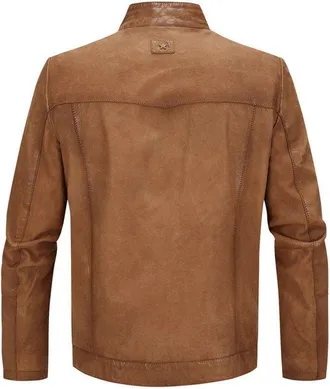 Milestone Lederjacke MSBurling Herren Bikerjacke Jacke Leder klassisch normale Passform