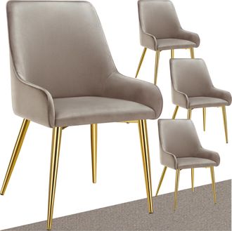 TecTake 4er Set Samt Stuhl, Esszimmerstühle, ergonomischer Sessel Stuhl, Möbel für Wohnzimmer, Armlehnstuhl für Esstisch, als Küchenstuhl, Essstühle skandinav