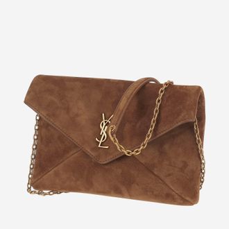 Saint Laurent Womens Shoulder Bag Suede Brown