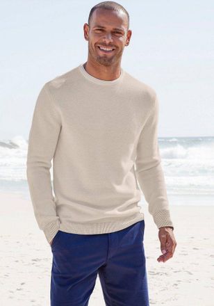 Le Jogger Strickpullover mit Double-Layer Optik, Pullover aus reiner Baumwolle