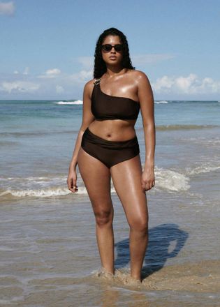 Mango Culotte bikini taille haute marron - Femme - XXL - MANGO