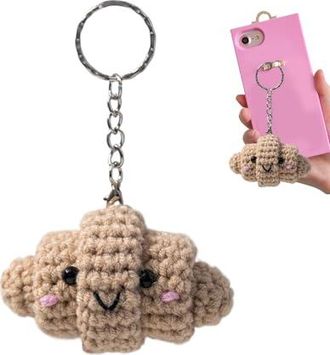 Generic Couchette de pain au crochet - porte-cl&eacute;s en tricot dr&ocirc;le fait &agrave; la main, porte-cl&eacute;s de dr&ocirc;le | Pendentif de crochet en polyester, adorable pendentif 