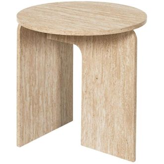 The Home Deco Factory Table dappoint ronde effet travertin PIETRA
