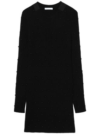 Helmut Lang robe nervurée ornée de perles à design asymétrique - Noir