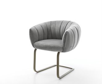 DELIFE Freischwinger Jada-Flex Samt Grau Freischwinger flach Effektfinish Titan Taschenfederkern, Esszimmerst&uuml;hle