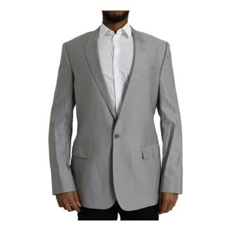 Dolce & Gabbana Grauer Peak Revers Wollblazer - - Jackets - Herren - Grau - 2XL