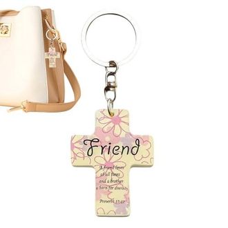 Generico Porte-cl&eacute;s Cristiano - Porte-cl&eacute;s avec Verset Biblique en bois, porte-cl&eacute;s religieux de J&eacute;sus pour homme, femme, sac &agrave; dos, portefeuille, sac, bagages