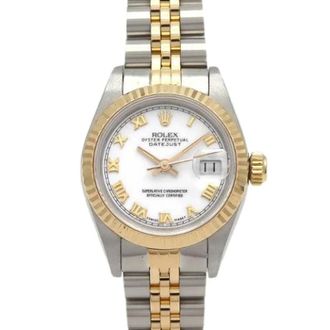 Rolex Montre Pre-owned Datejust en acier inoxydable et or jaune 69173 - Femme - Pre-owned - Blanc - Taille: ONE Size