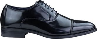 TruClothing Chaussures à Bouts Ronds pour Homme Style Chic habillé Simili Cuir Verni Style Vintage années 20 - Noir 42 EU