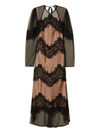 Twin-Set robe en tulle &agrave; d&eacute;tails en dentelle - Noir