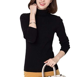 Glamexx24 Pull à col roulé à Manches Longues pour Femmes, de Couleur Unie, avec Pull décontracté et Chaud Pull Fin et Chaud en Tricot