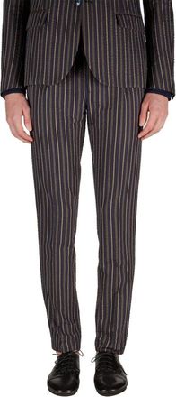 Daniele Alessandrini Homme, Pantalons, Multicolore, Taille: L Pantalon de costume en seersucker ray&eacute;