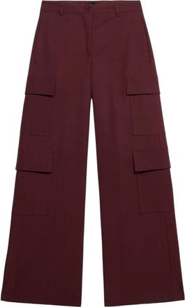 Oltre Femme, Pantalons, Rouge, Taille: 42 FR Pantalon cargo en m&eacute;lange de viscose