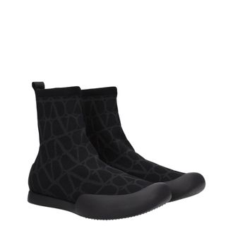Valentino Garavani Mens Black Fabric High Top Sneakers