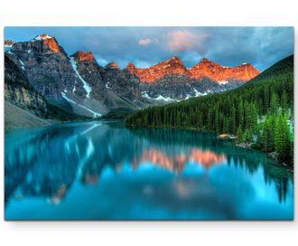 Paul Sinus Art Leinwandbilder | Bilder Leinwand 120x80cm Moraine See im Banff-Nationalpark - Kanada