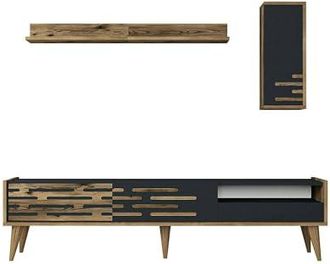 Dmora Fernsehschrank Alnilam, St&auml;nder f&uuml;r Wohnzimmerfernseher, Niedriges Wohnzimmer-Sideboard, TV-St&auml;nderbasis, 180x45h35 cm, Anthrazit und Nussbaum