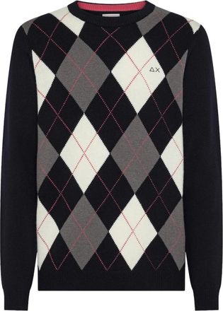 Sun 68 Homme, Pulls, Noir, Taille: 2XL Sweater Argyle Warm L/S