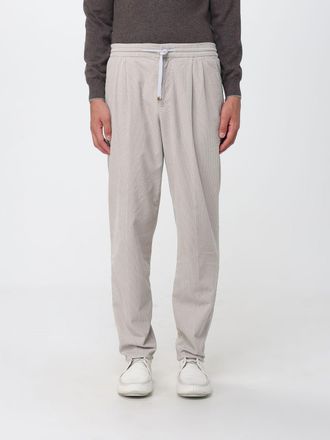 Brunello Cucinelli Pantalon &agrave; cordon de serrage en velours &agrave; taille moyenne